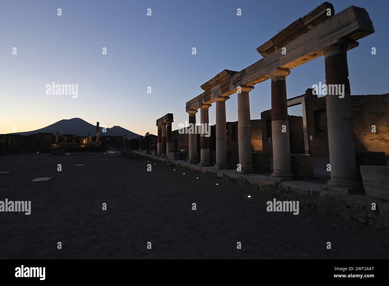 The excavations of Pompeii at night during the inauguration, at the ...