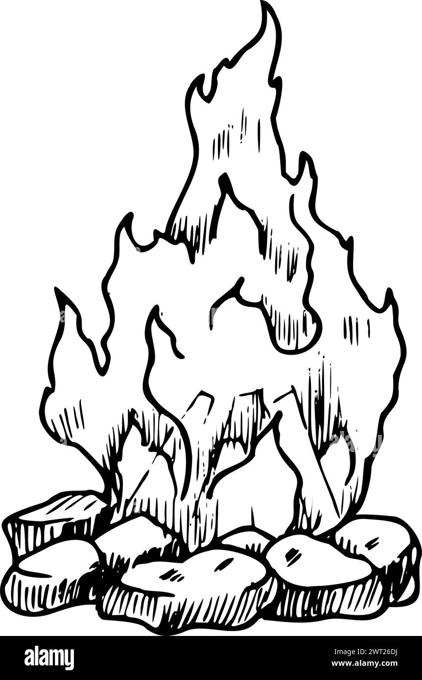 Wood fire on black Black and White Stock Photos & Images - Alamy