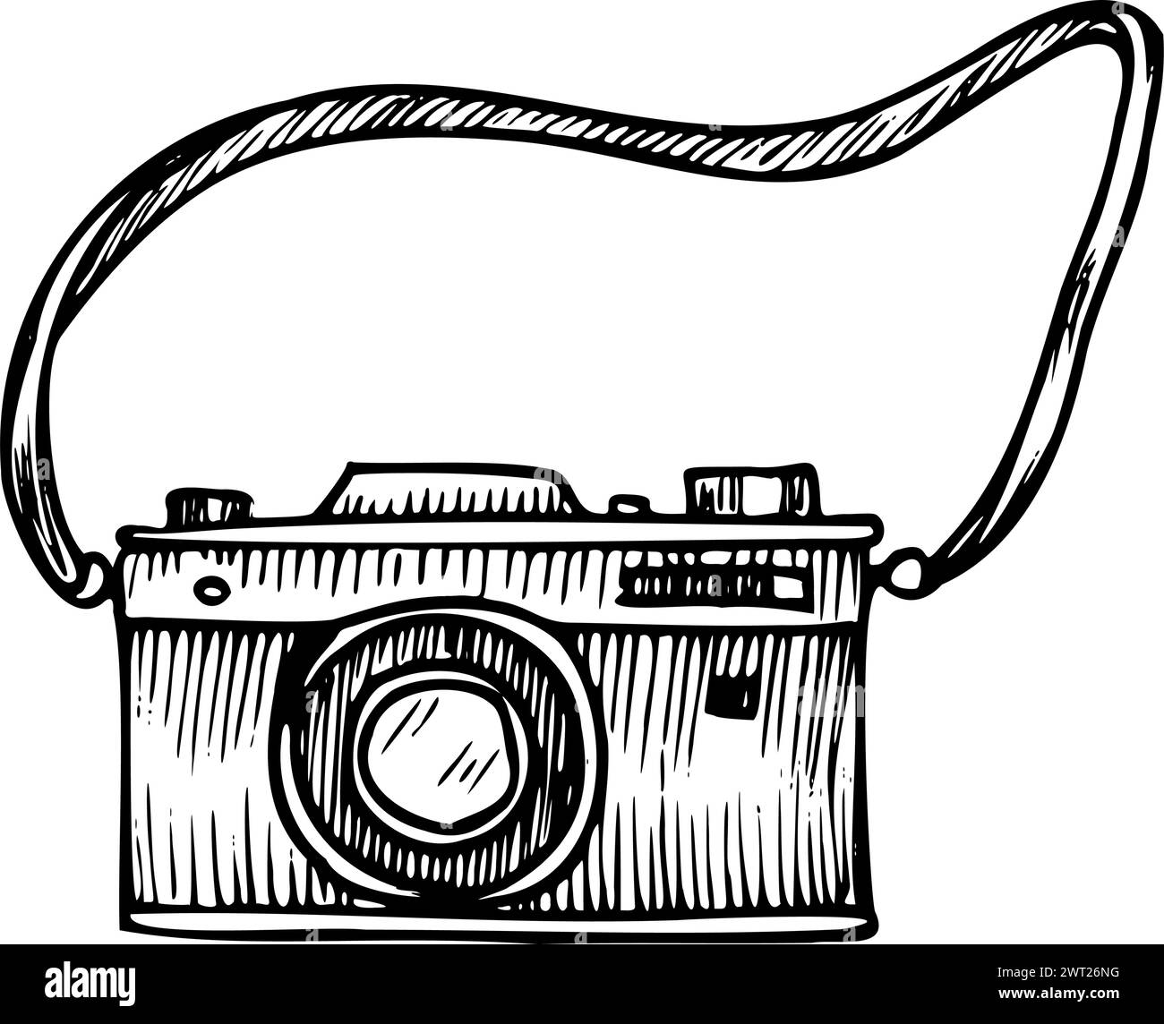 Vintage Vector Camera. Hand drawn illustration of old retro analog ...
