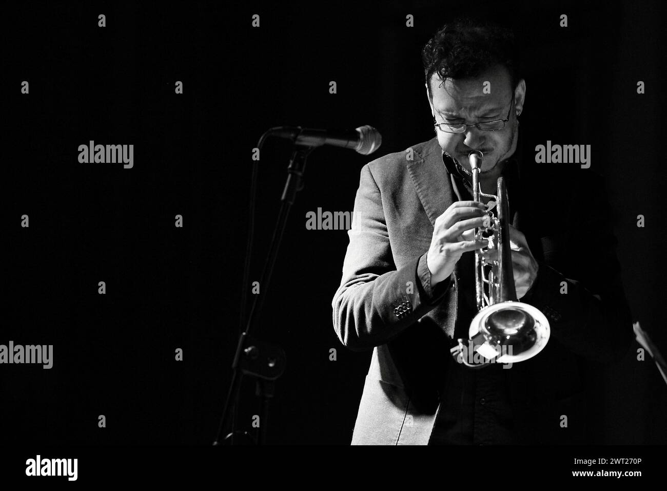 Jazz trumpeter Aldo Bassi during a concert in Jazz Campania Festival ...