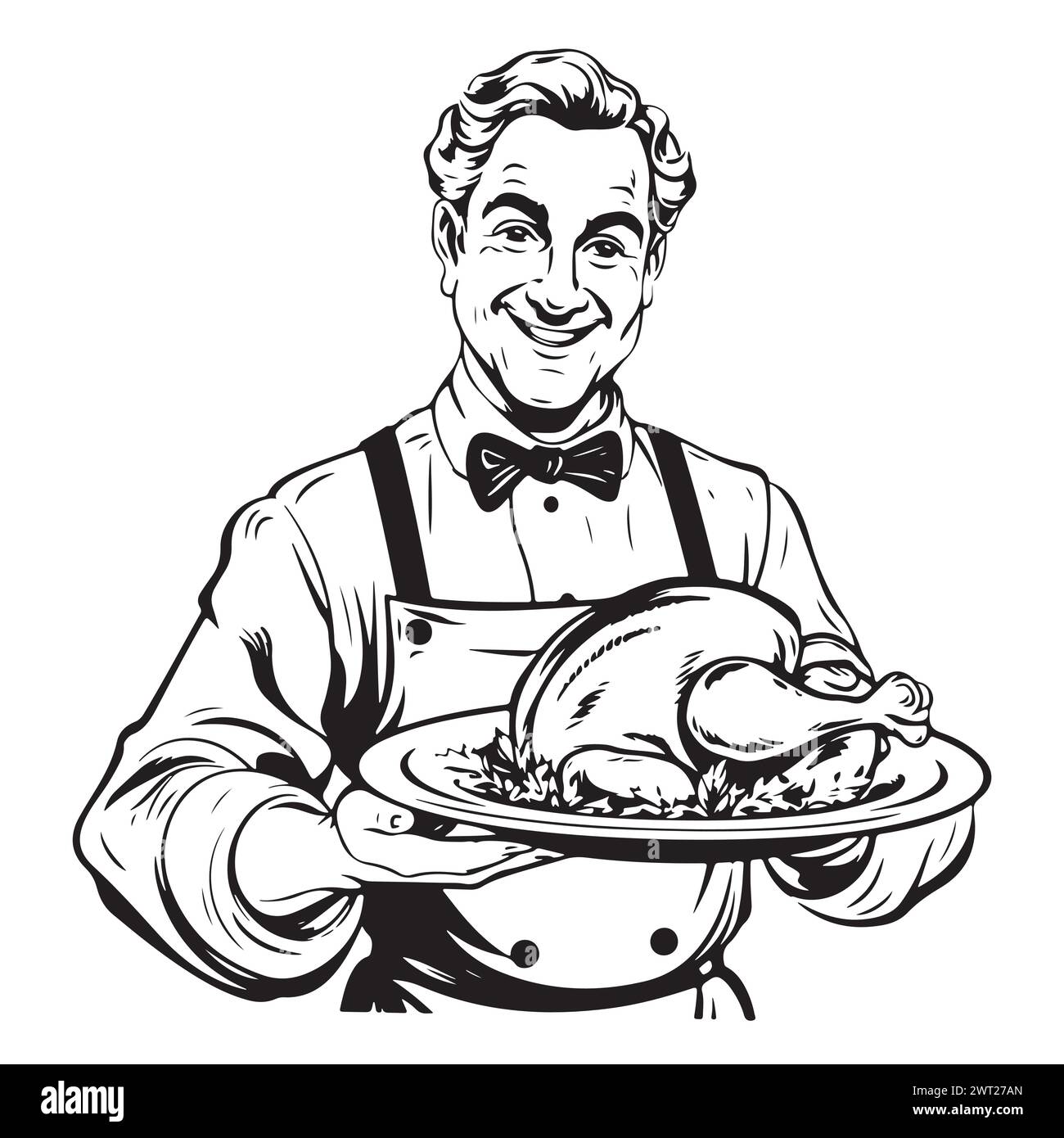 illustration of a chef holding delicious dish Vector illustration Stock ...