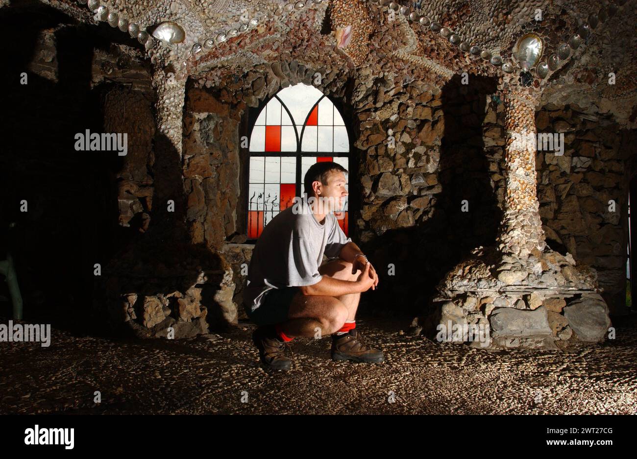Park Ranger Phil Grimes in the Shell Grotto at Pontypool Park, South ...