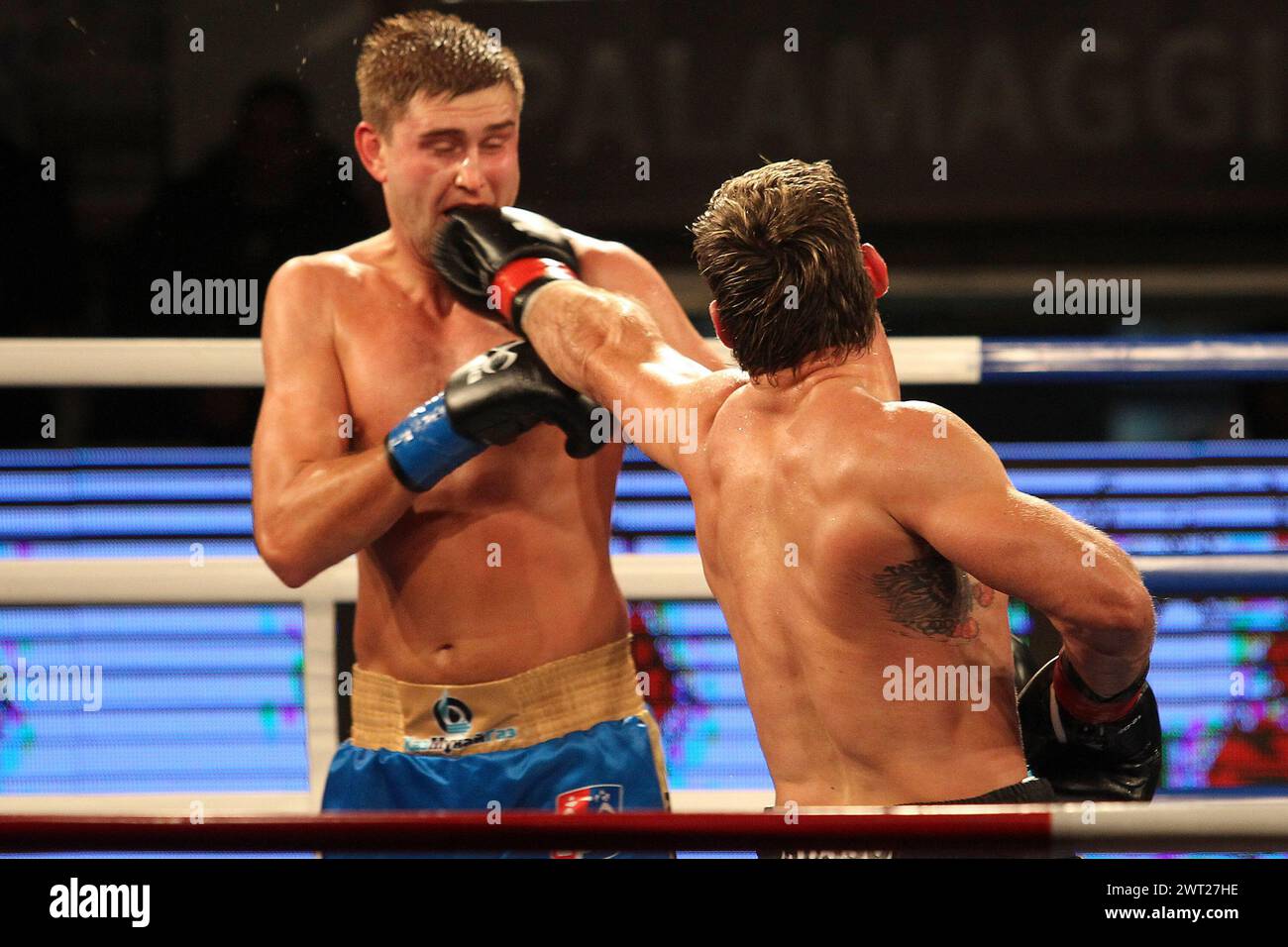 Italian boxer Clemente Russo fights against Anton Pinchuk in the ...