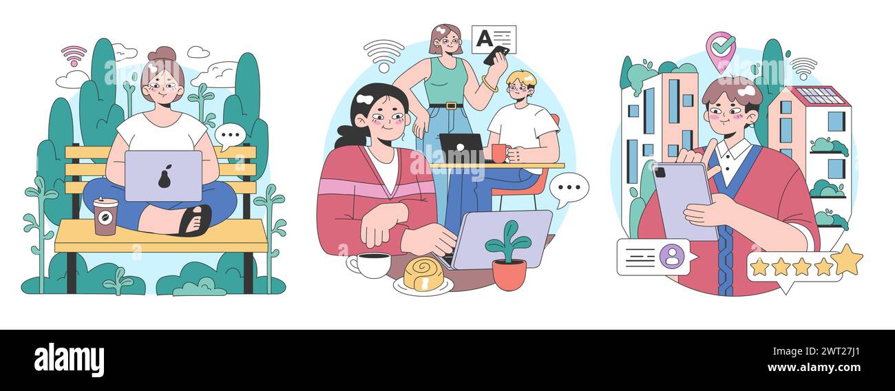 Third place idea set. Social surroundings, separate from home and ...