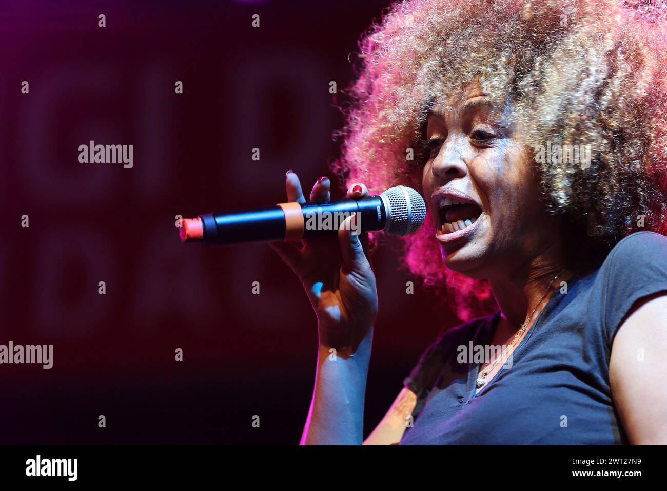 The singer M'Barka Ben Taleb, during a concert in Dante square Stock ...
