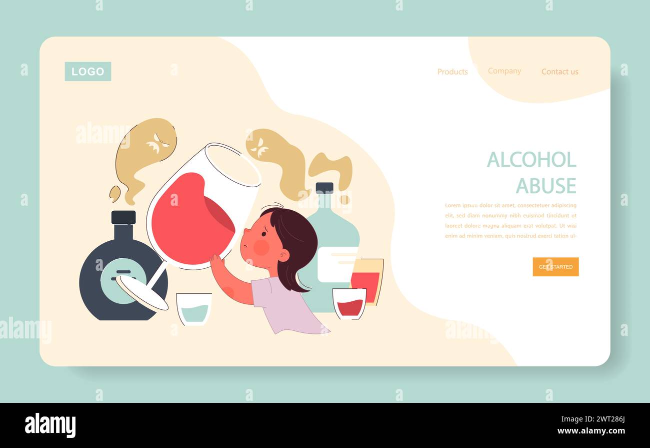 Future alcohol abuse of neglected child web banner or landing page ...