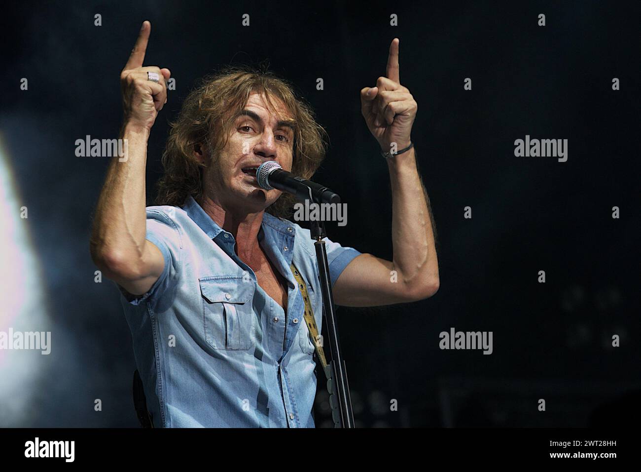 Italian singer and rock band leader Luciano Ligabue during a concert at ...