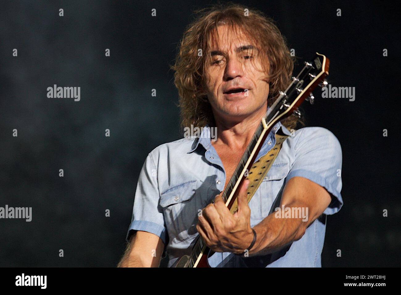Italian singer and rock band leader Luciano Ligabue during a concert at ...