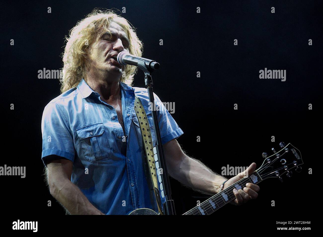 Italian singer and rock band leader Luciano Ligabue during a concert at ...