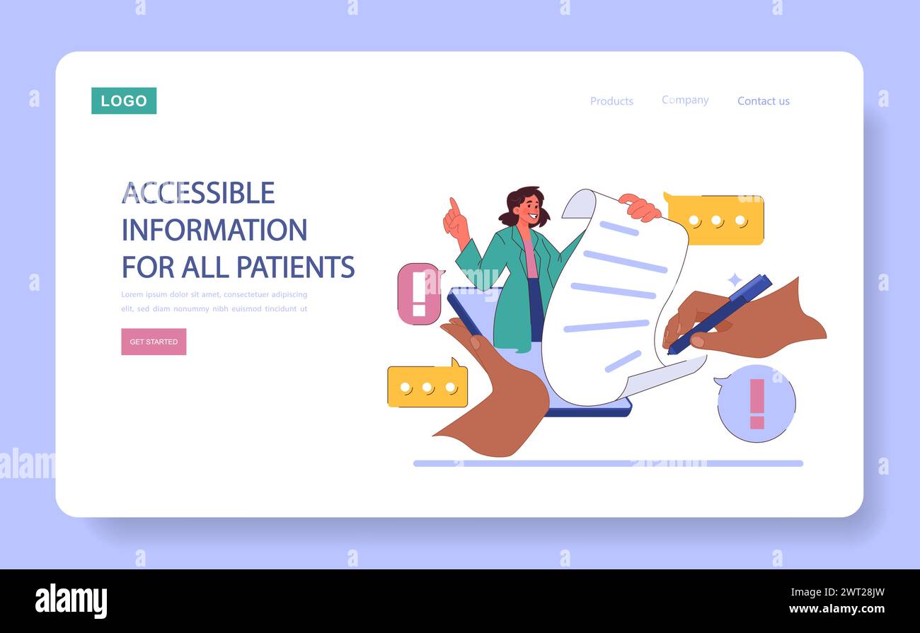 Humanizing healthcare web banner or landing page. Accessible information. Modern physician ...