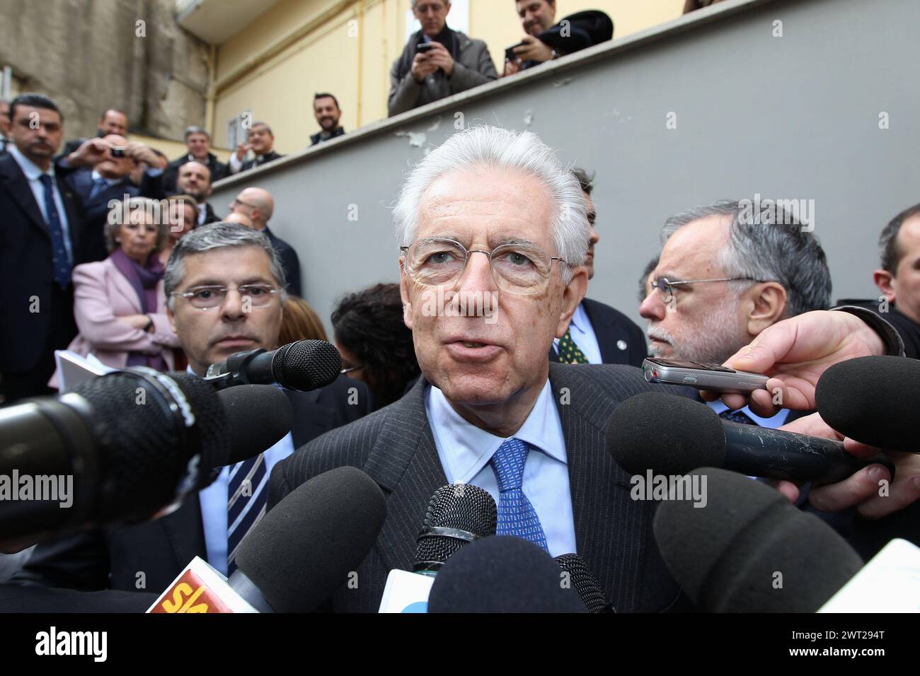 Mario Monti during a visit in Naples at "Casa Di Tonia Stock Photo - Alamy