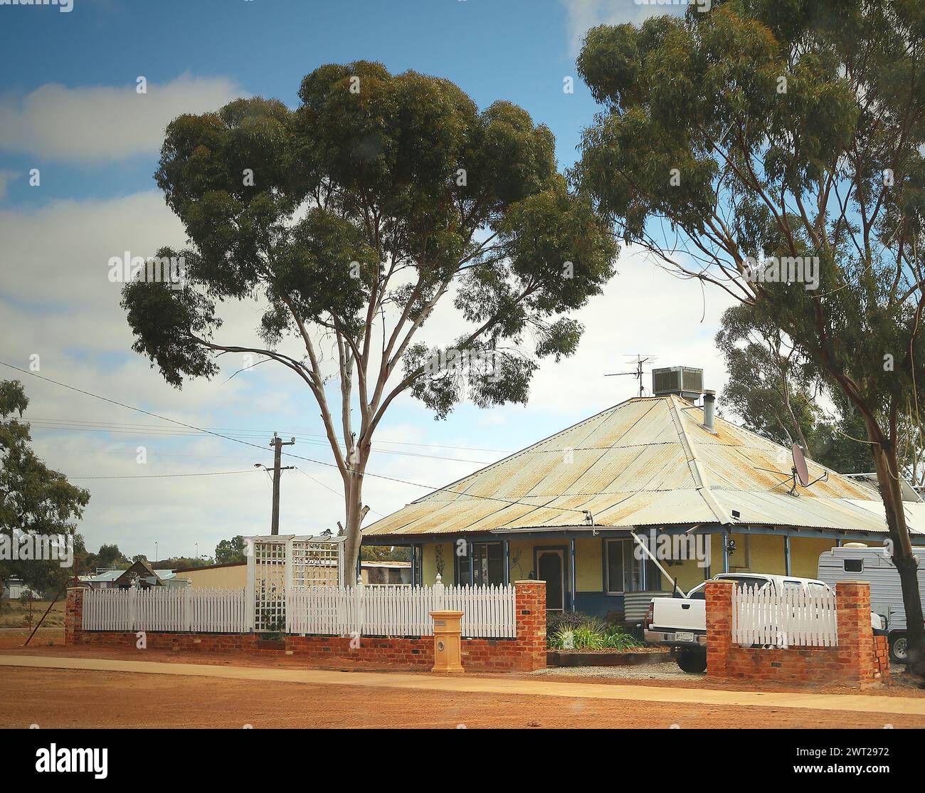 Typical Western Australian detached residential house with corrugated ...