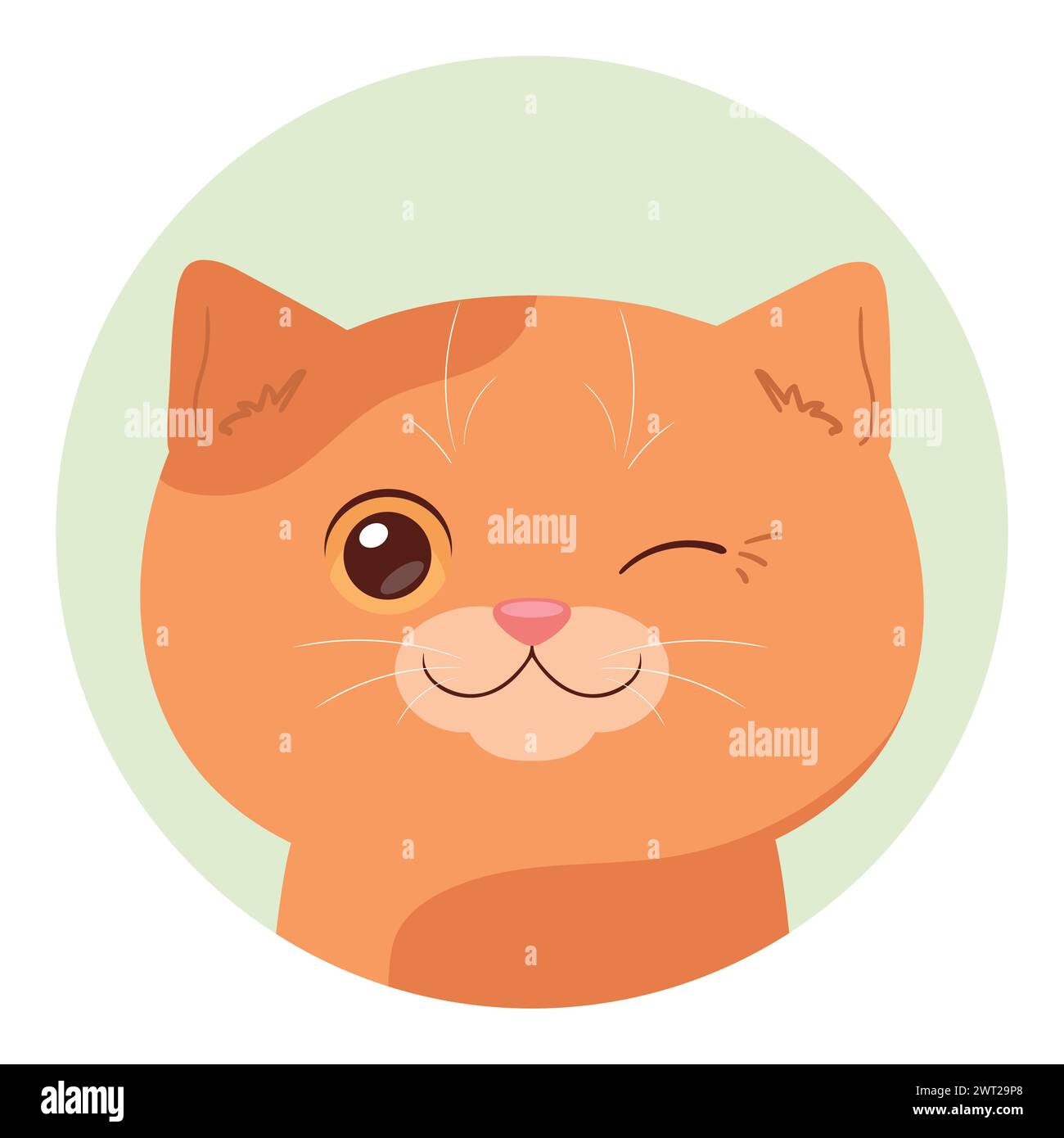 Cartoon ginger cat is winking. Funny and playful cat. Vector ...