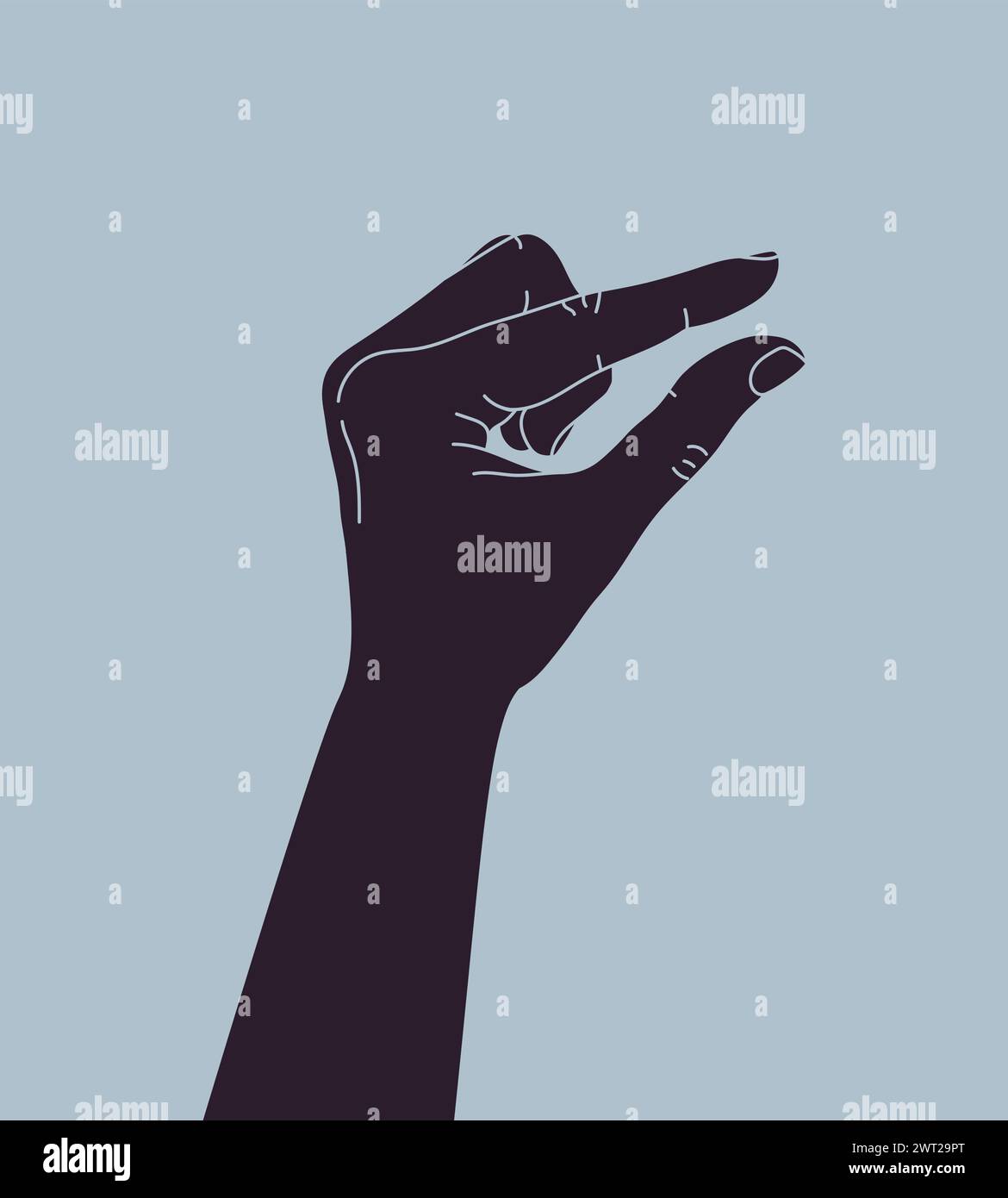 Measuring hand. Human hand showing size gesture. Hand showing small ...