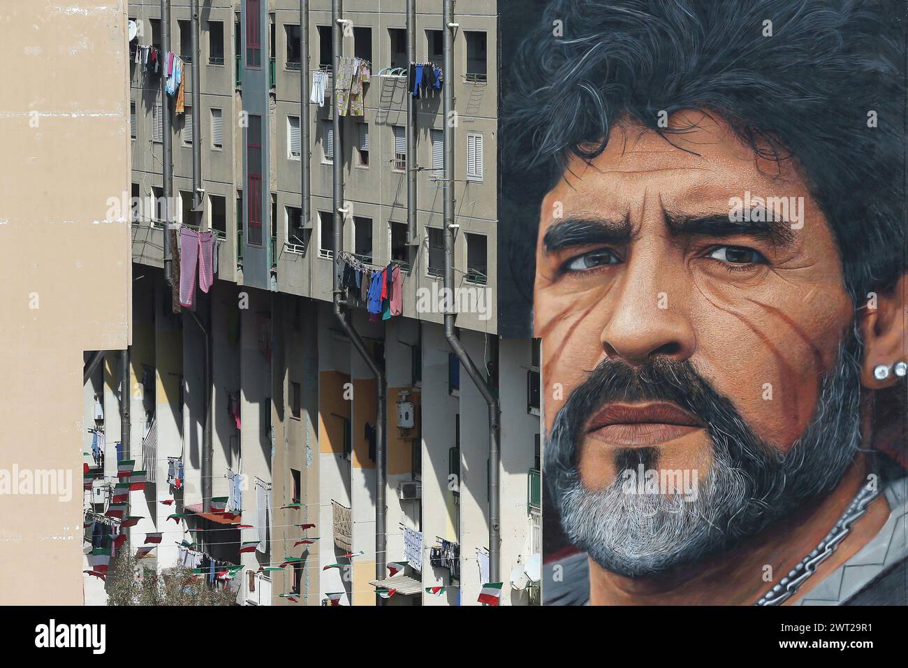 Giant Diego Armando Maradona murals, in the popular neighborhood of San ...