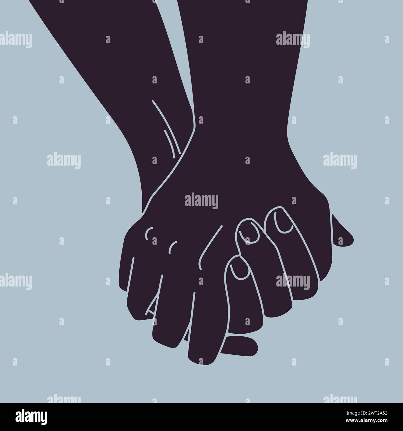 Hand in hand. Hand holding other hand. Couple. Vector illustration ...