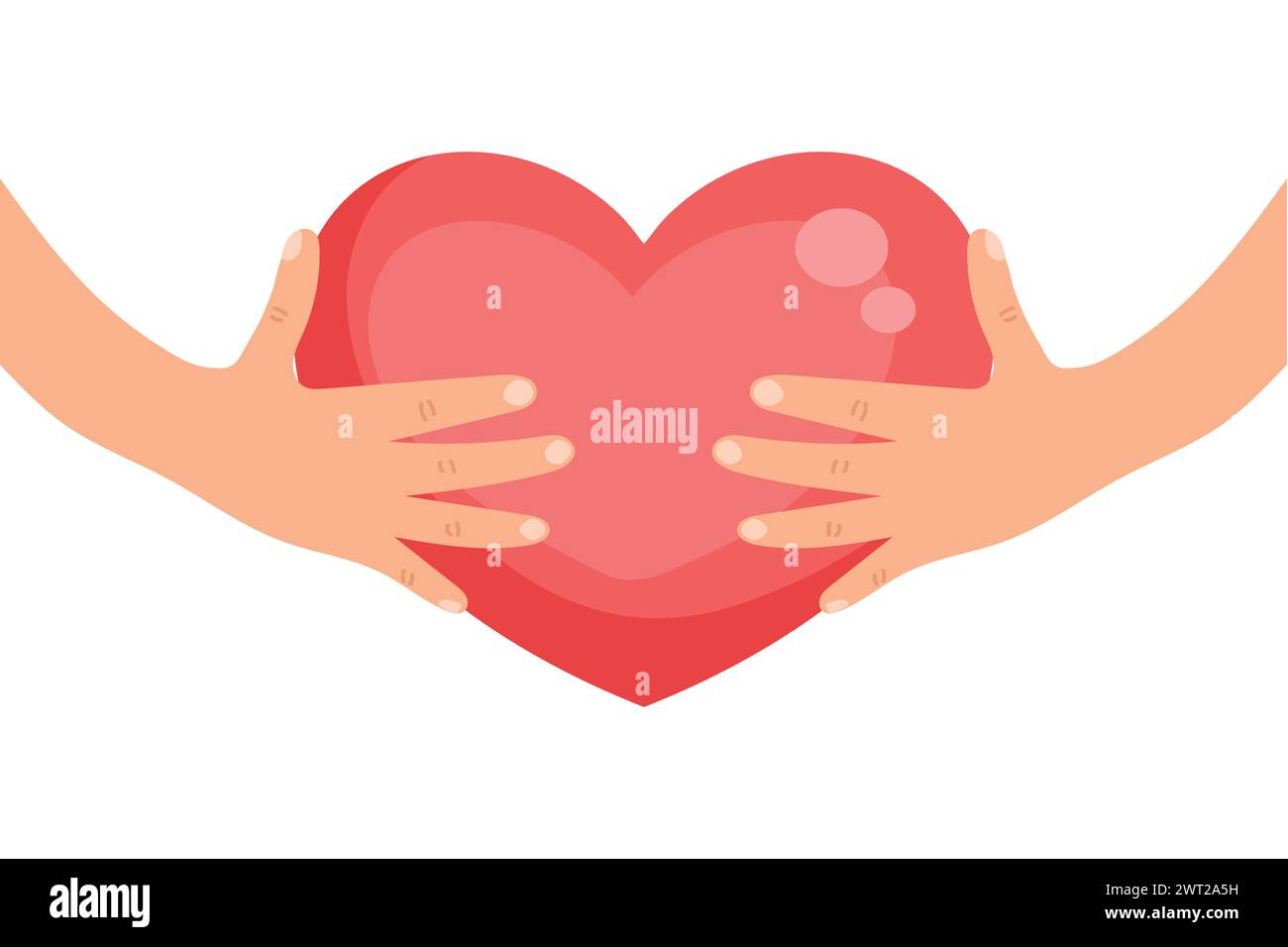 Cartoon hands holding heart. Symbolizing love, care and charity. Vector ...