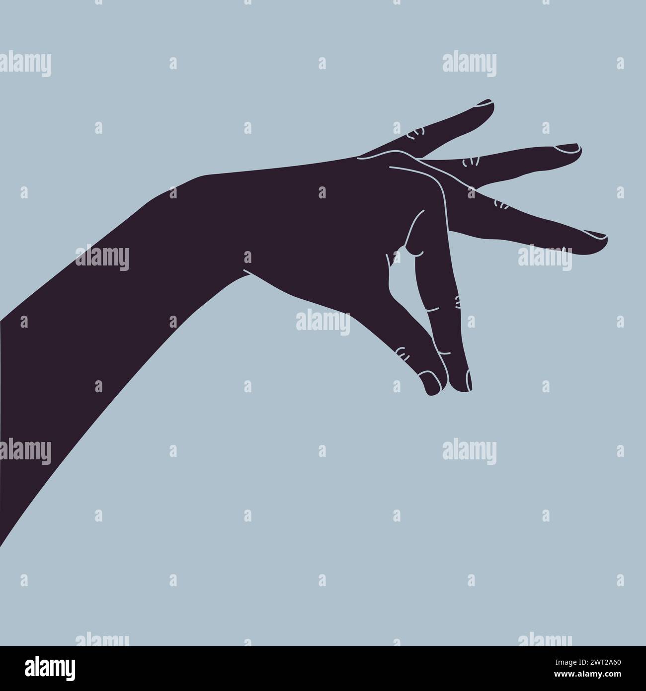 Hand drawn human hand with fingers holding something thin. Holding hand ...