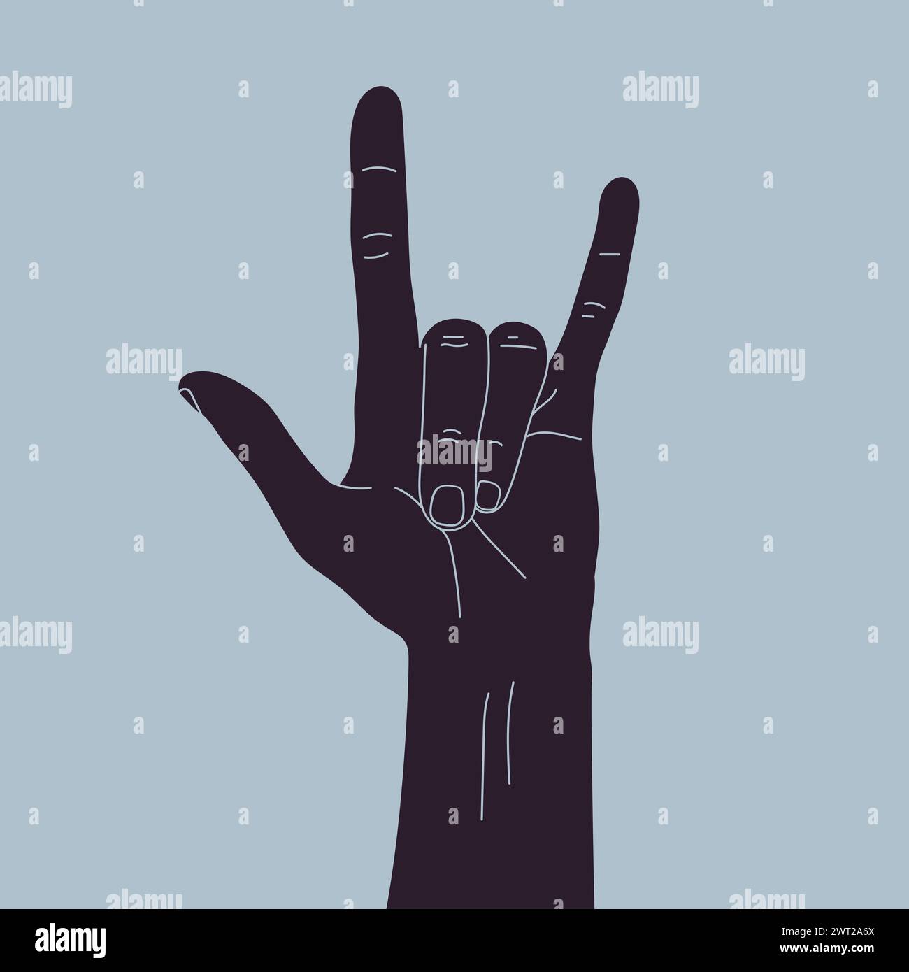 Hard rock horns sign. Hand showing rock gesture. Vector illustration ...