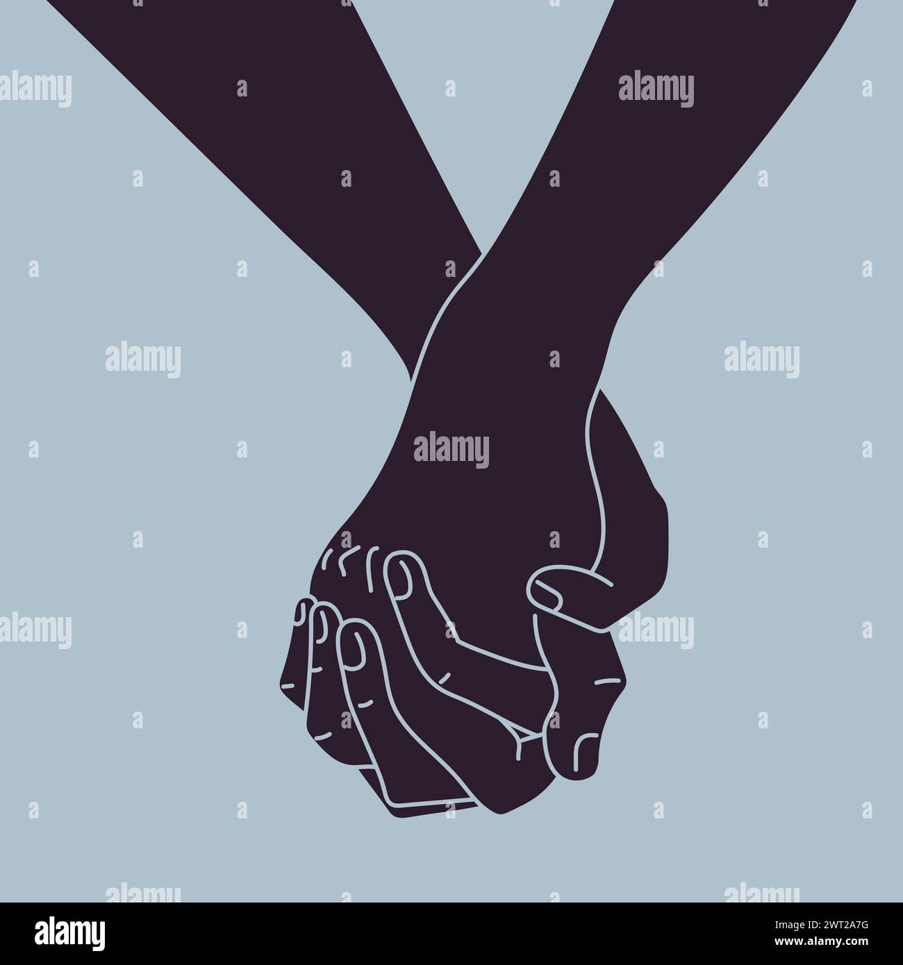 Hand in hand. Hand holding other hand. Together. Vector illustration ...