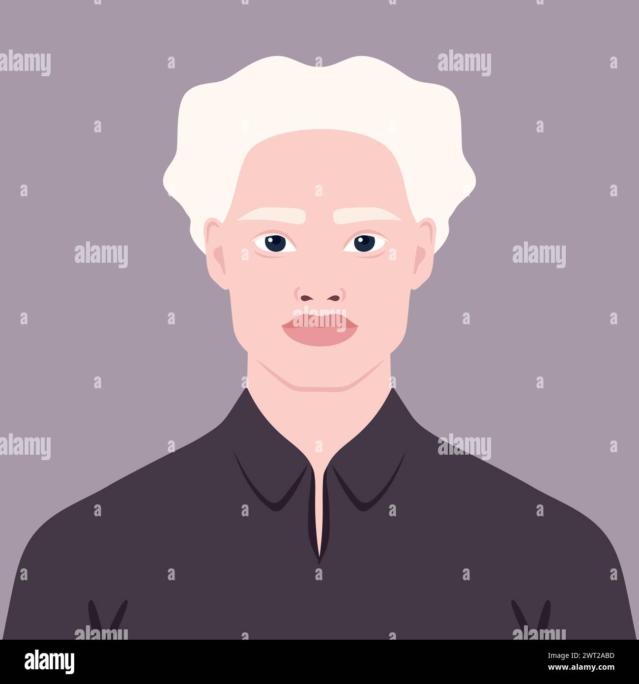 Beautiful Albino man portrait. Avatar of a young African male with ...