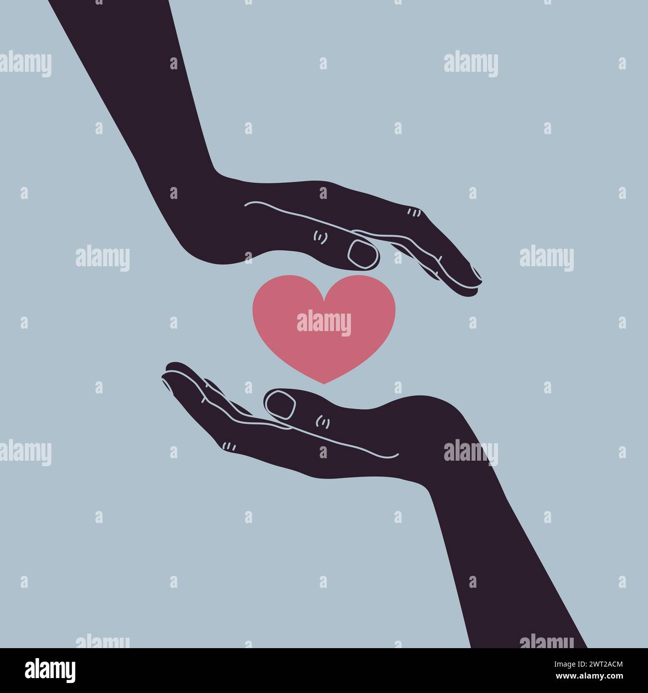 Human hands holding a heart. Symbolizing love, care and charity. Vector ...