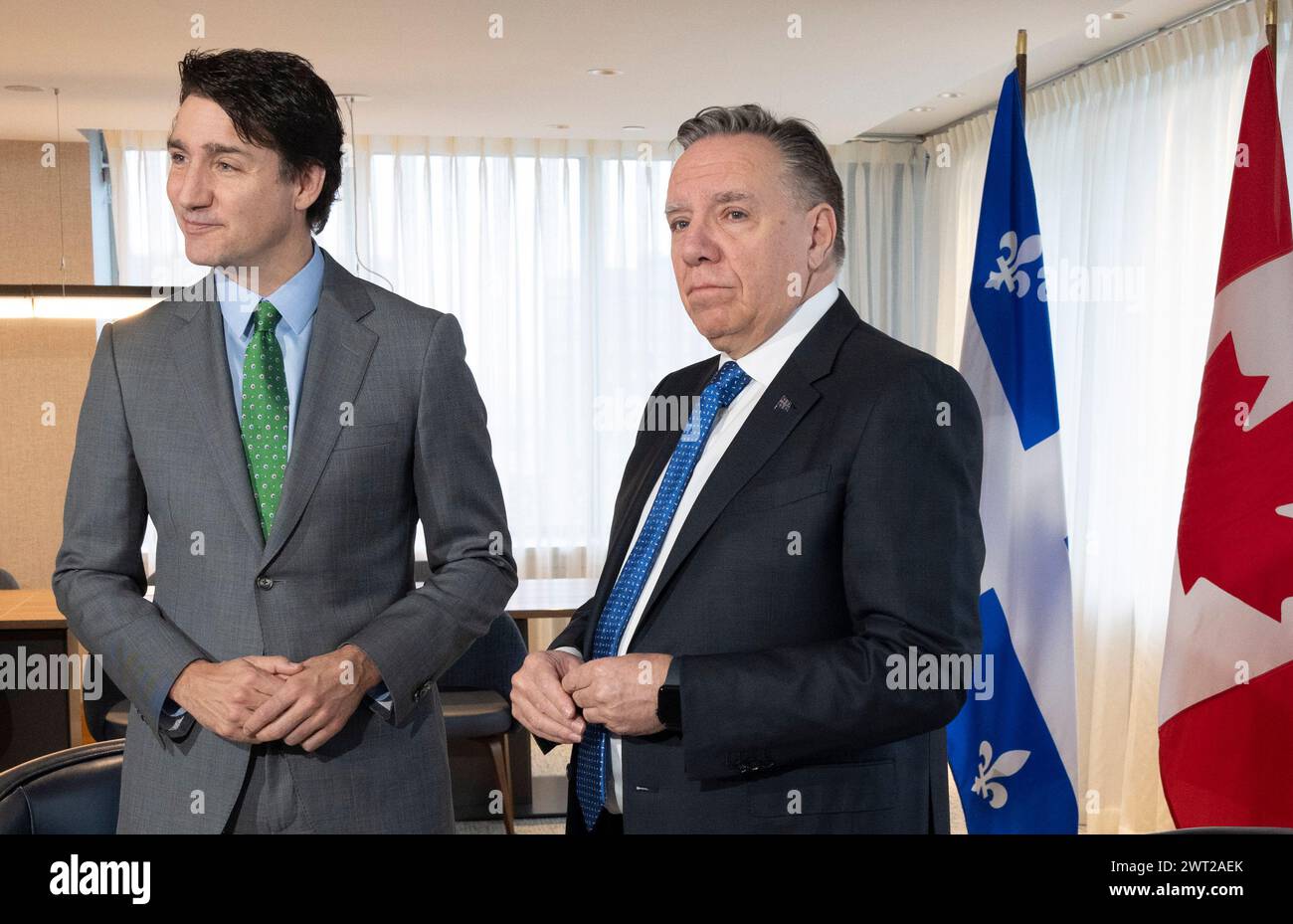 Montreal, Canada. 15th Mar, 2024. Prime Minister Justin Trudeau, left ...