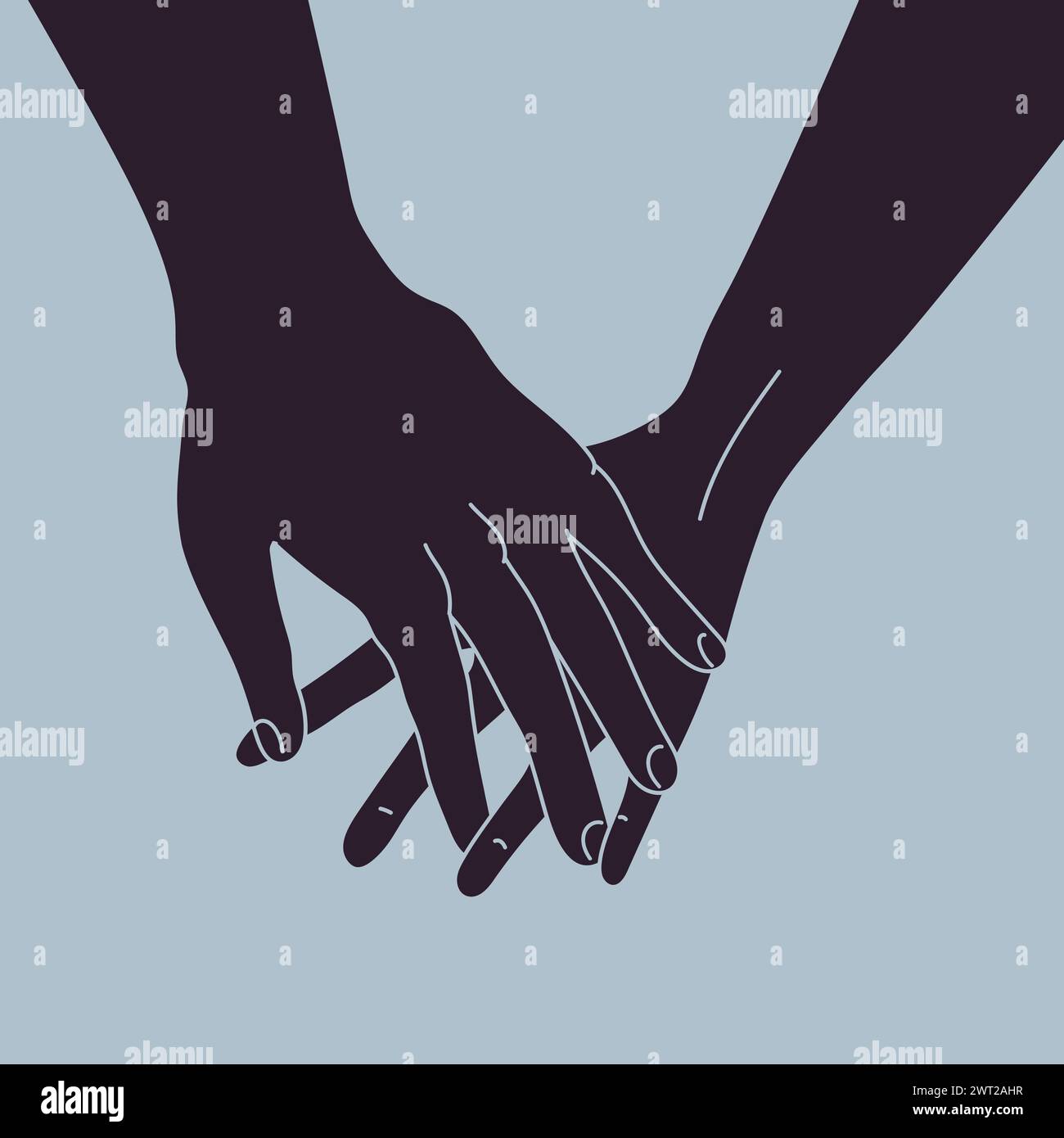 Hand touching hand. Hand holding other hand. Couple. Vector ...