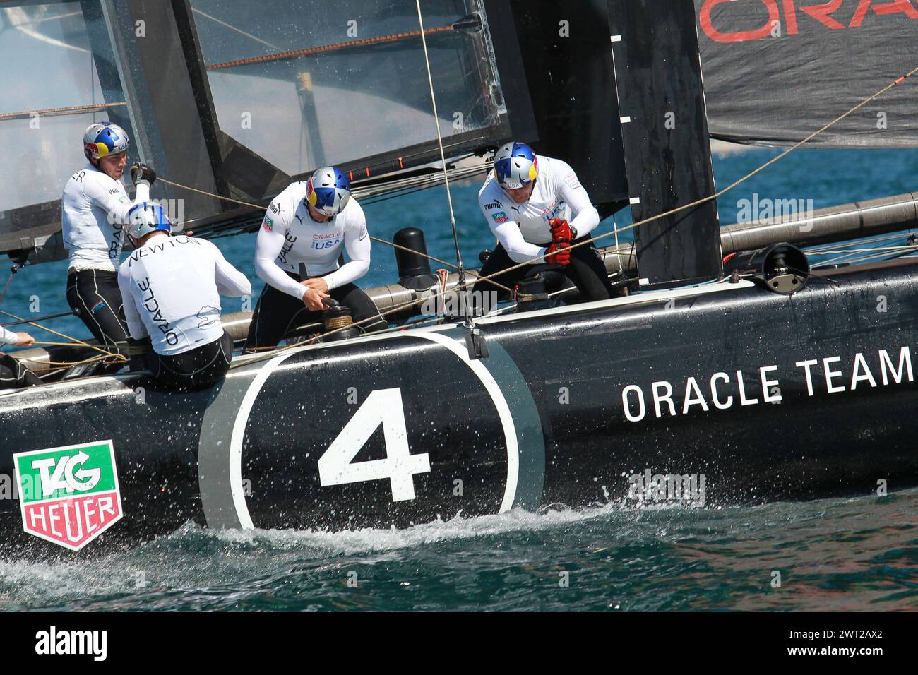Boat of the Oracle team, competing for the America's cup, in the Gulf ...