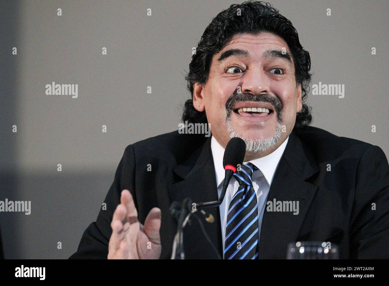 The famous football player Diego Armando Maradona during a press ...