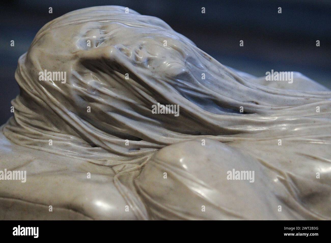 A detail of the sculpture of the veiled Christ, by the sculptor ...