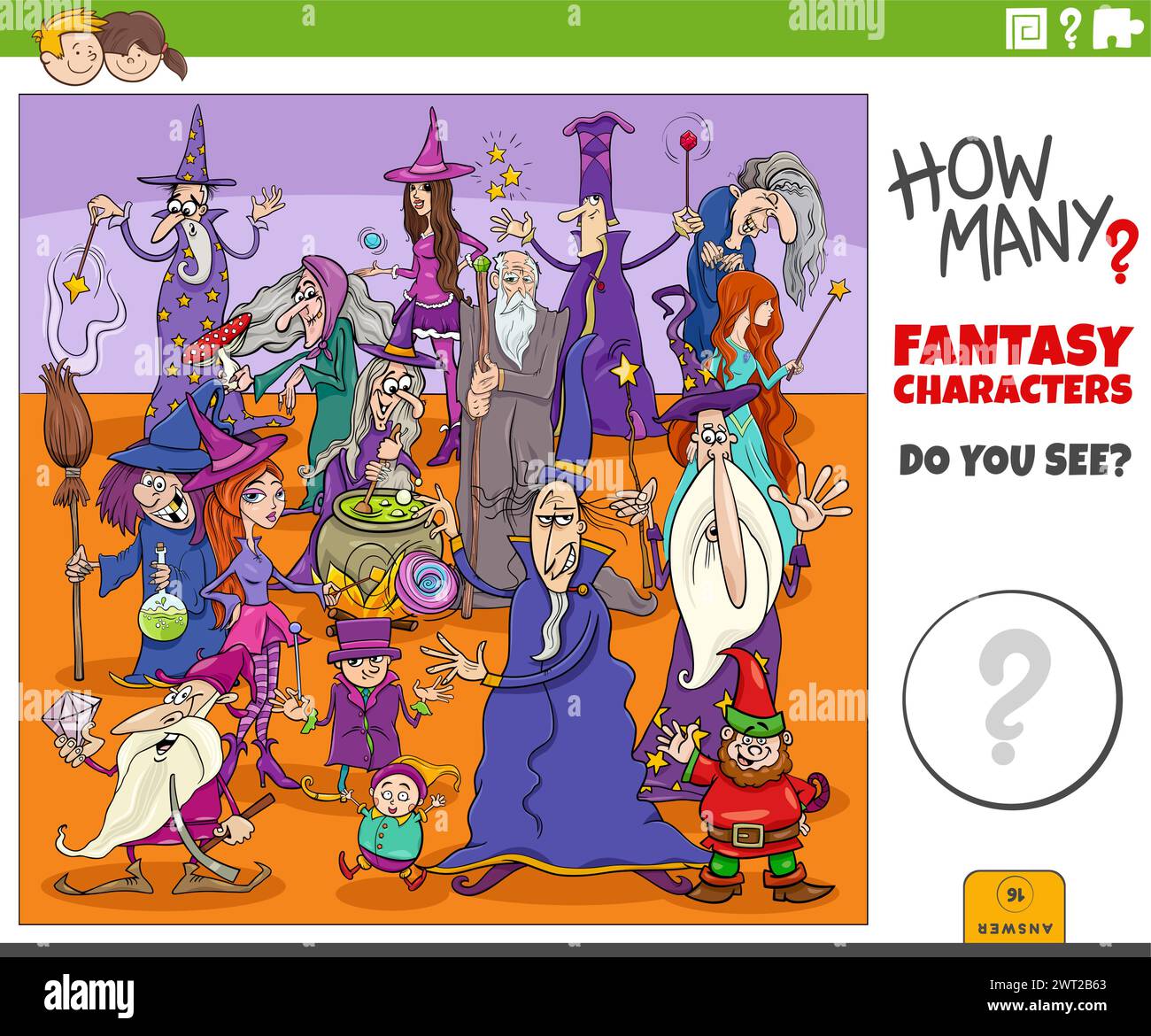 Illustration of educational counting activity with cartoon fantasy ...