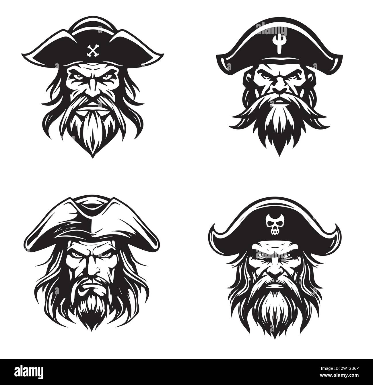 Brave pirate ,Hand Drawn Sketch Vector illustration Stock Vector Image ...