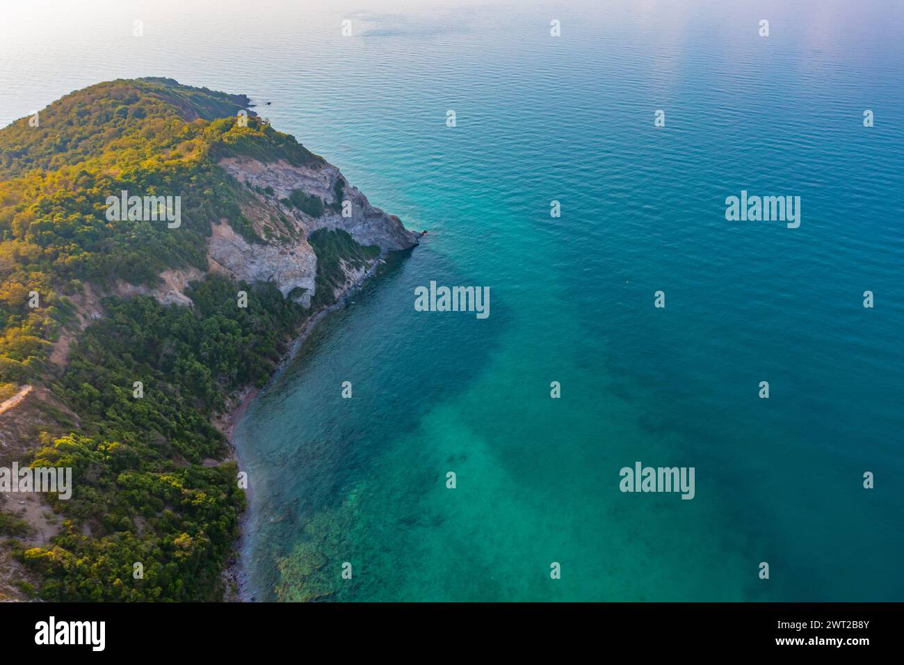 Aerial view flight mountain hill with dense tropical green jungle ...