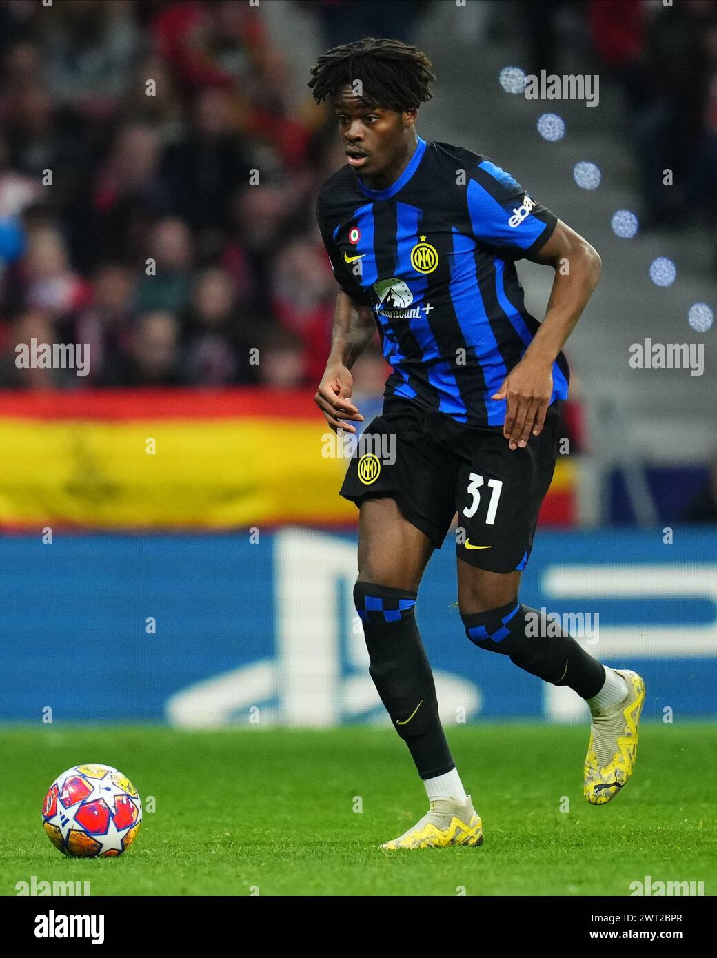 Madrid, Spain. 13th Mar, 2024. Yann-Aurel Bisseck of Inter Milan during ...