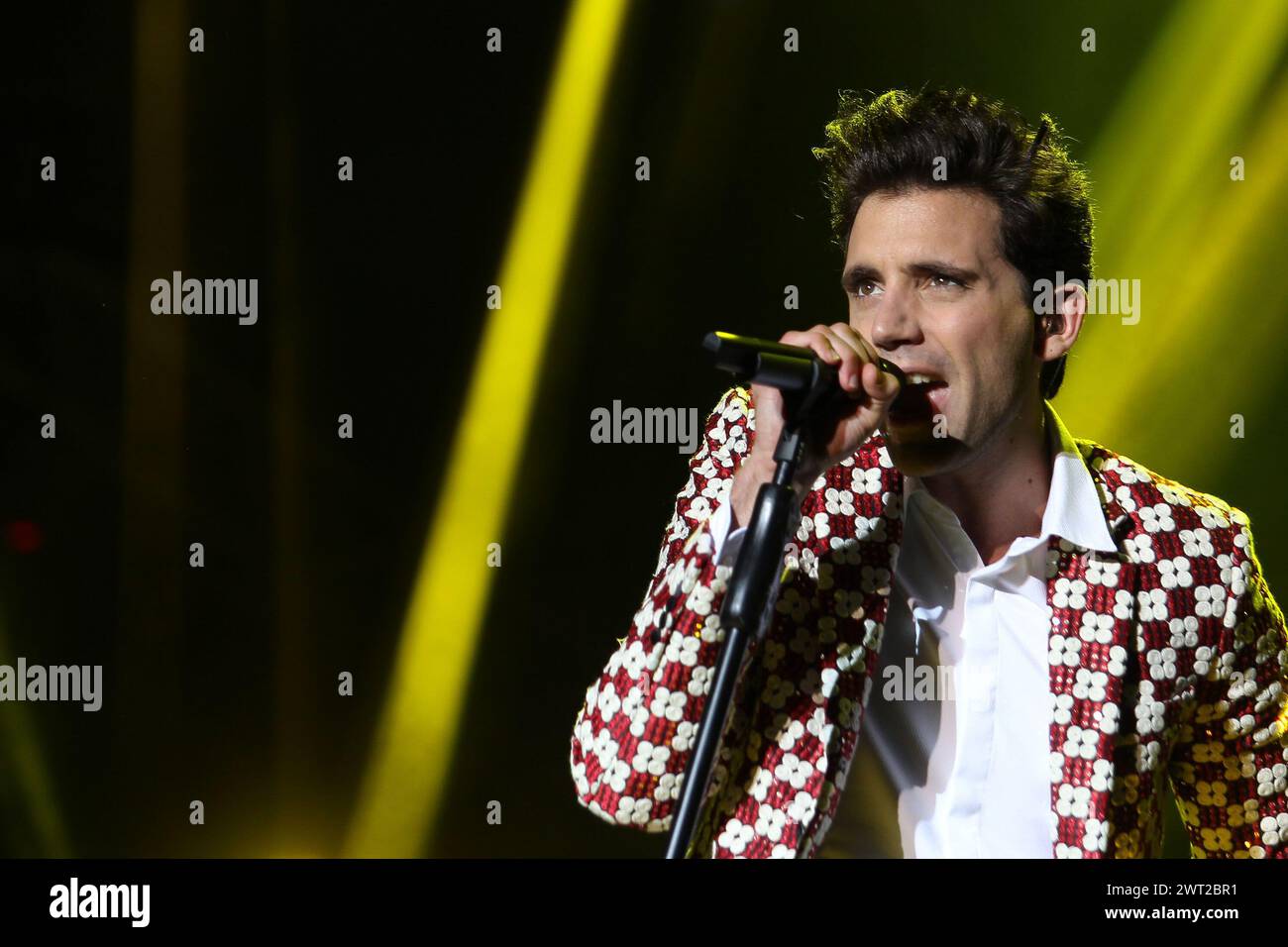 The pop singer Mika during a concert in Naples Stock Photo - Alamy