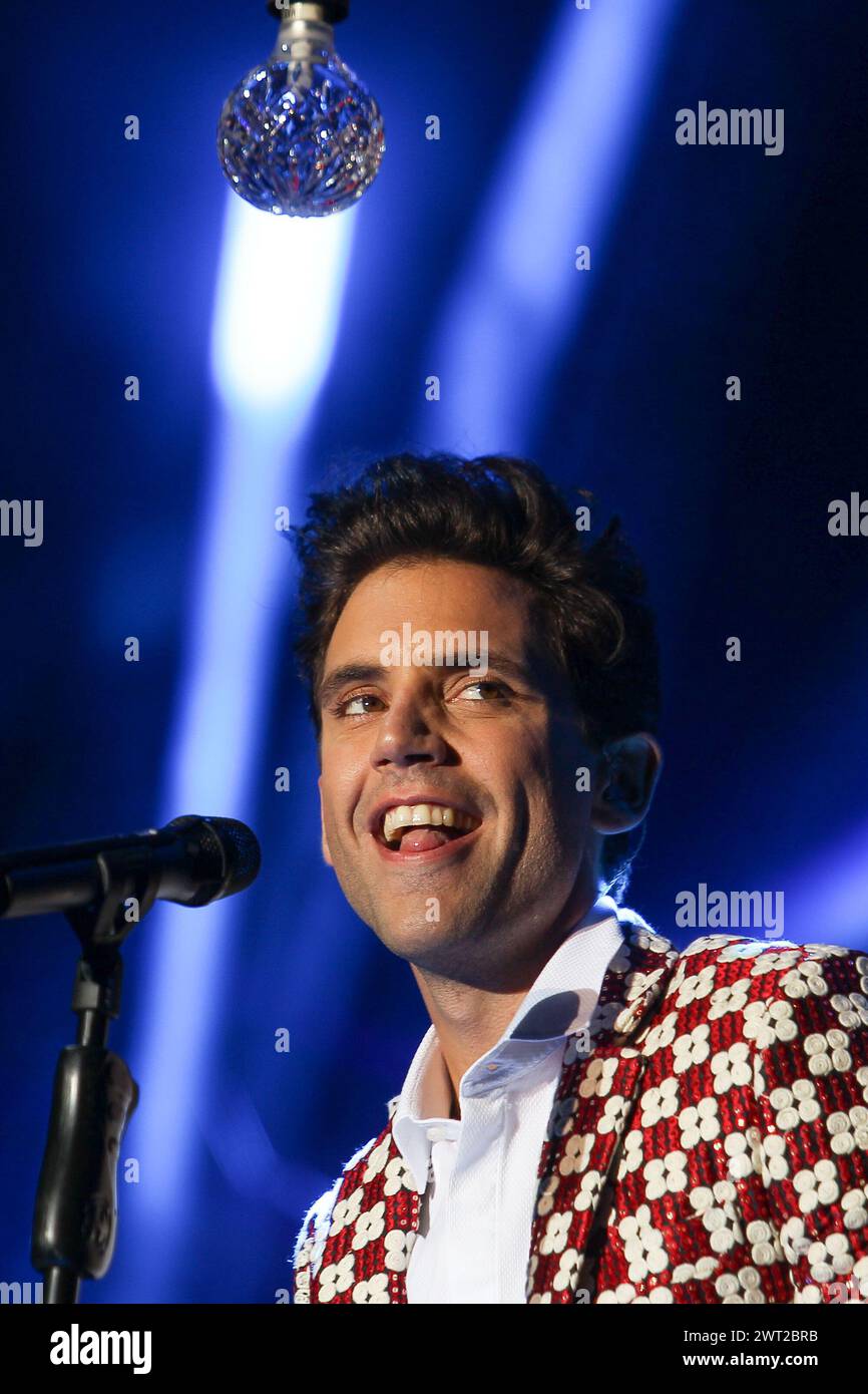 The pop singer Mika during a concert in Naples Stock Photo - Alamy