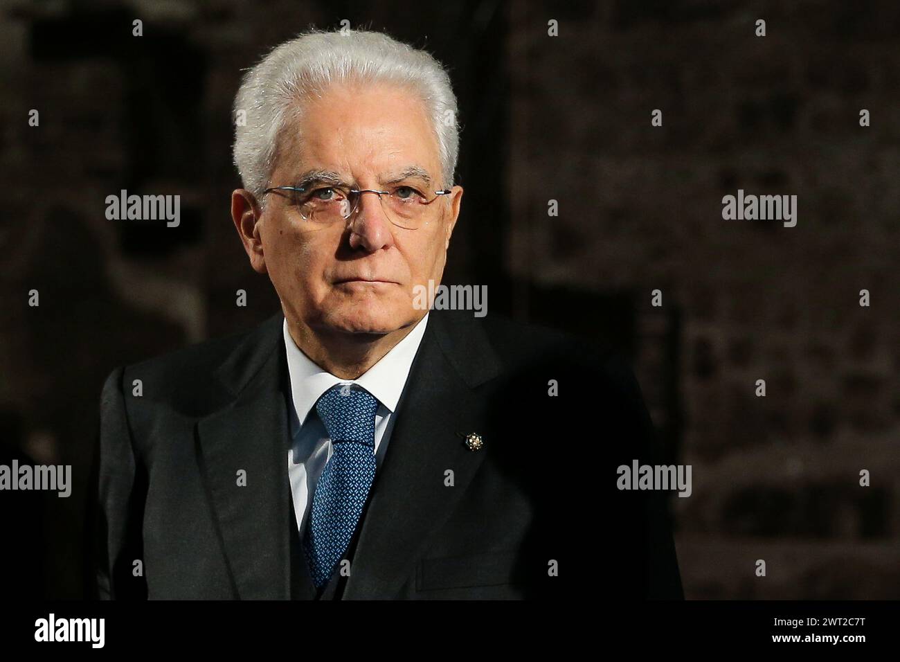 The president of the Italian republic, Sergio Mattarella, during a ...