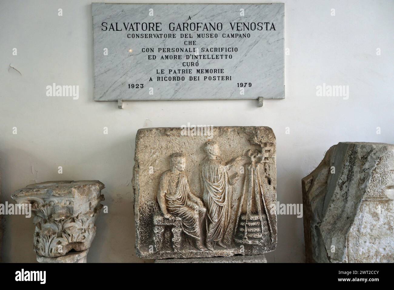 Ancient Roman marble sculptures and a plate that recalls the founder ...