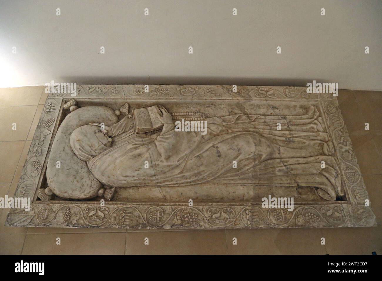 Ancient roman marble sculptures in a hall of the Campano museum of ...