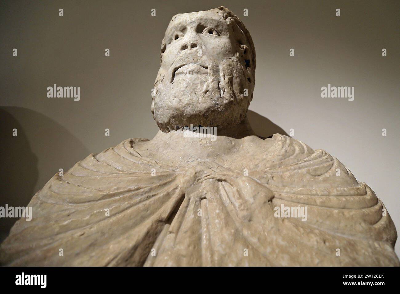 Ancient roman marble sculptures in a hall of the Campano museum of ...