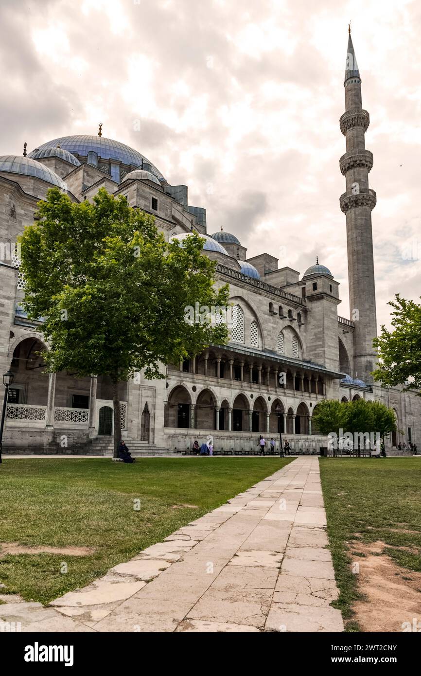 The Suleiman mosque in Istanbul photographed from a side viewpoint ...