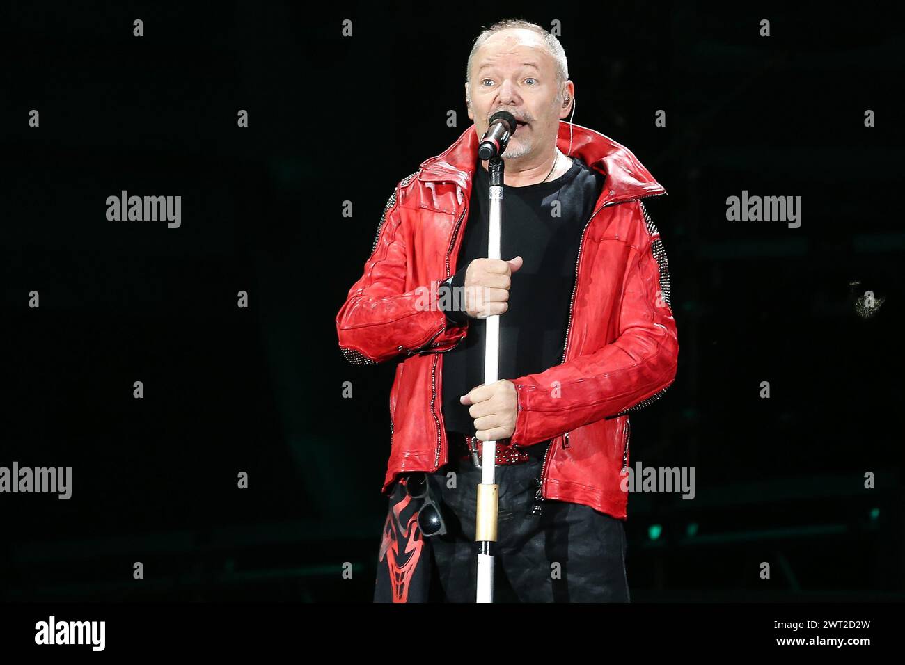 Italian rock singer Vasco Rossi during a concert in Naples at the San ...