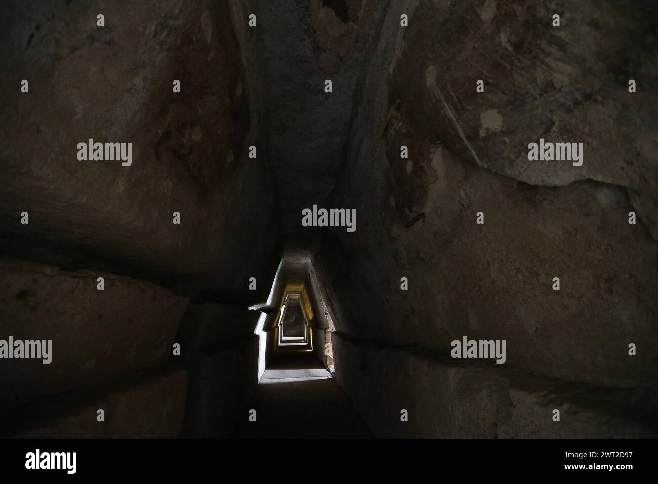 The interior to the cave of the Sibilla Cumana, the priestess of Apollo ...