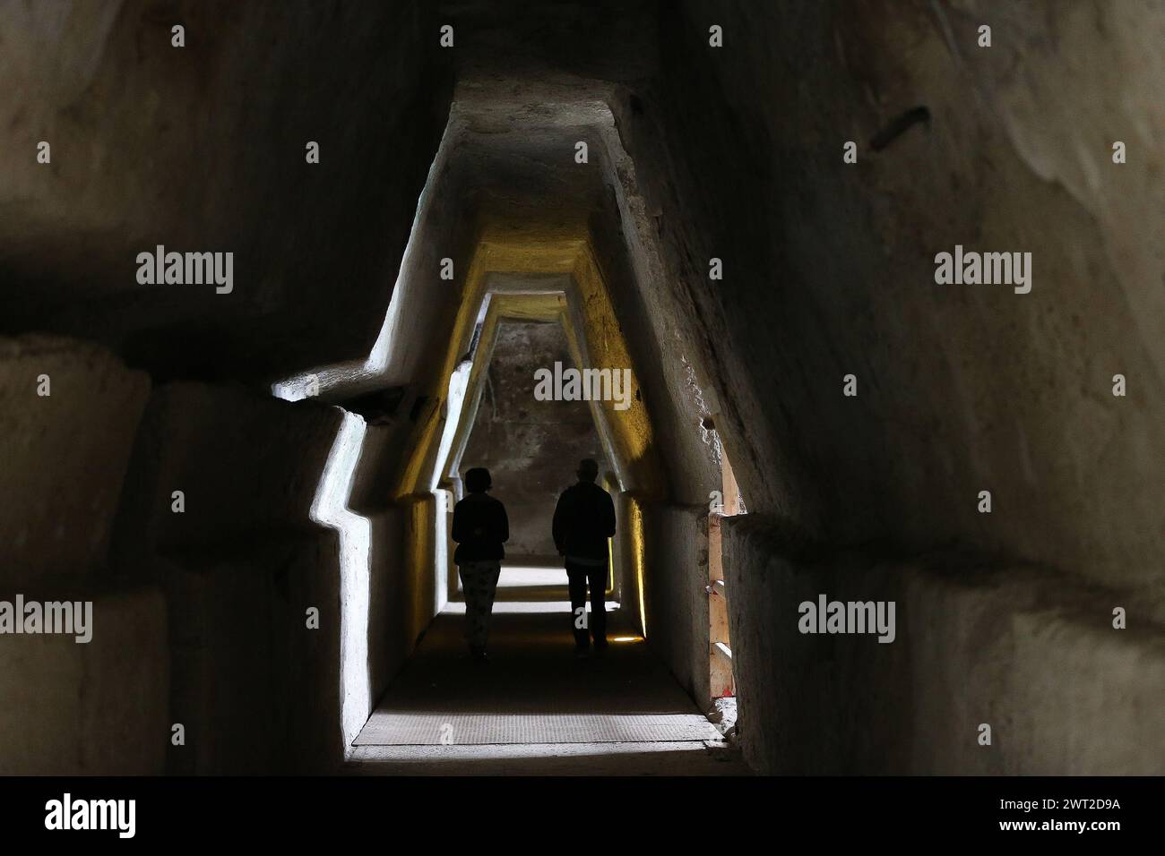 The interior to the cave of the Sibilla Cumana, the priestess of Apollo ...