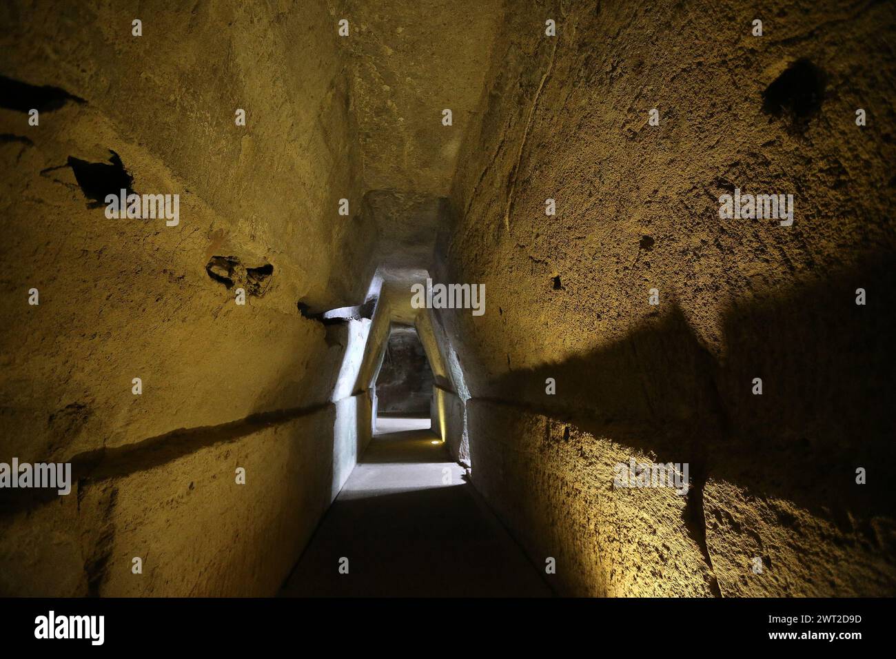 The interior to the cave of the Sibilla Cumana, the priestess of Apollo ...