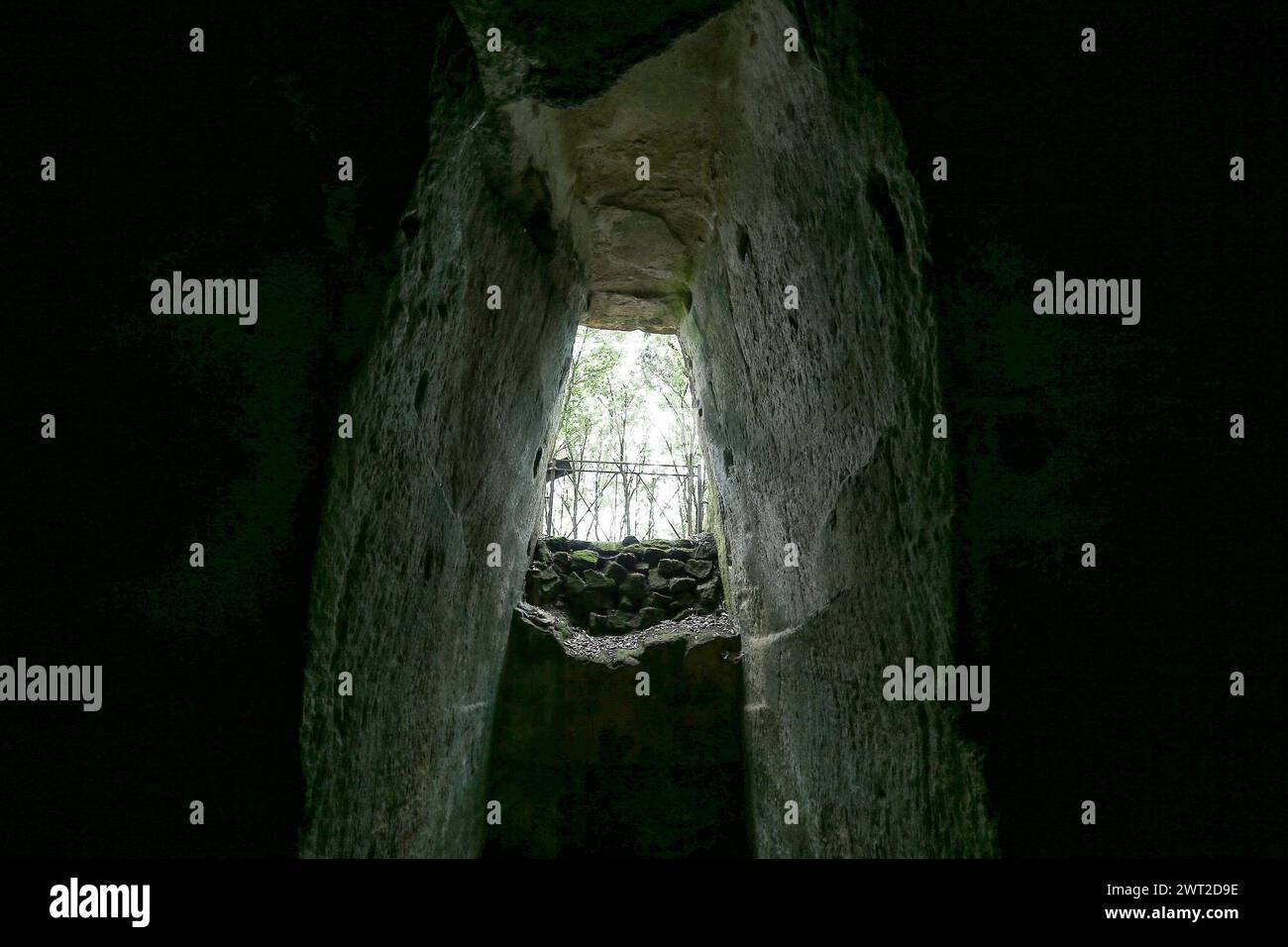 The interior to the cave of the Sibilla Cumana, the priestess of Apollo ...