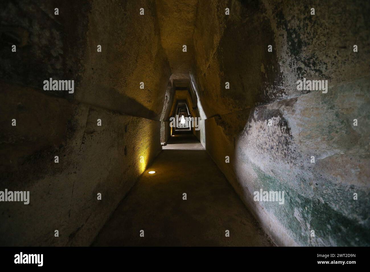 The interior to the cave of the Sibilla Cumana, the priestess of Apollo ...