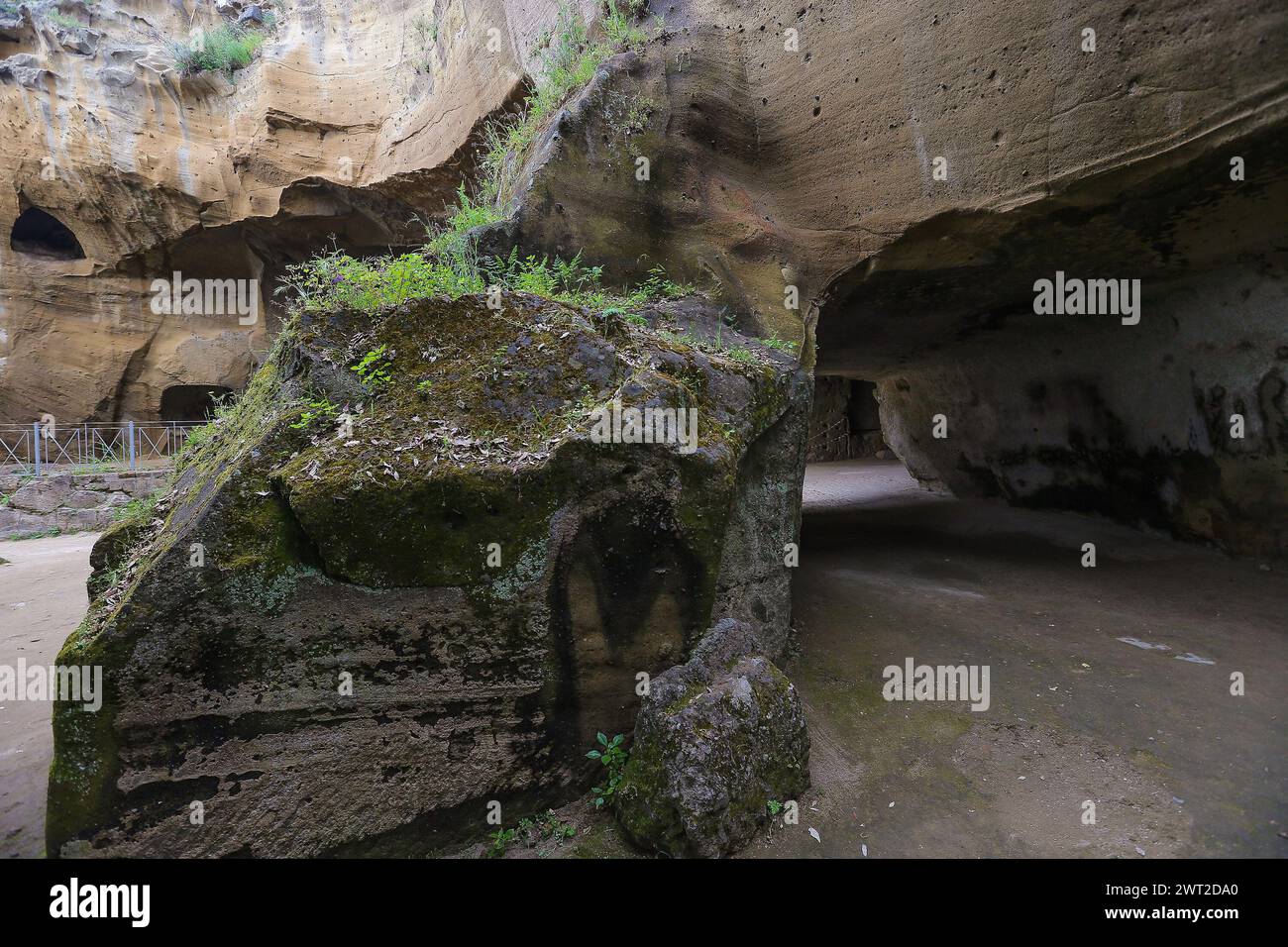 The entrance to the cave of the Sibilla Cumana, the priestess of Apollo ...