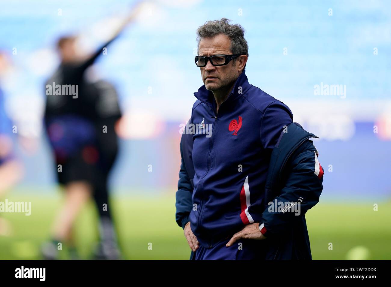 France head coach Fabien Galthie during the team run at the Groupama ...